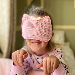 CROCHET PATTERN / Crochet Eye Mask Pattern With Cat Ears and Bow / PDF ...