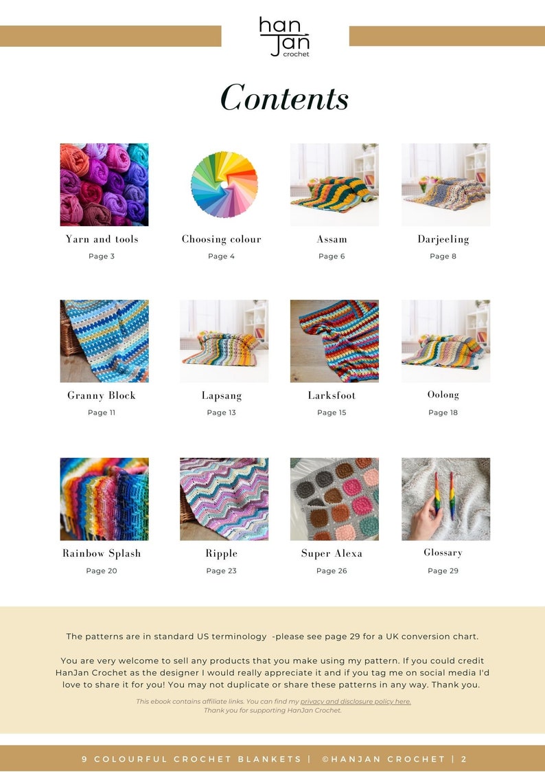 CROCHET PATTERN / 9 Colourful Crochet Blanket Patterns Ebook / Beginner ...