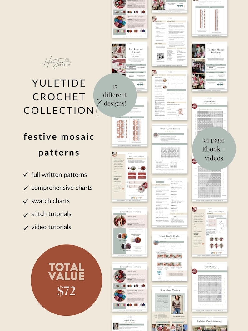 Yuletide Crochet Pattern Collection – Digital E-book, 17 Christmas ...