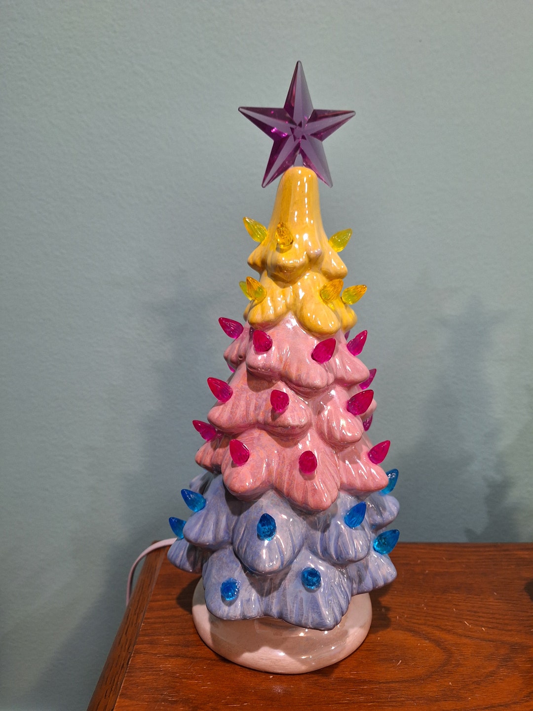 11 in Pretty Pastel Tree. Yellow, Pink and Blue Lights - Etsy