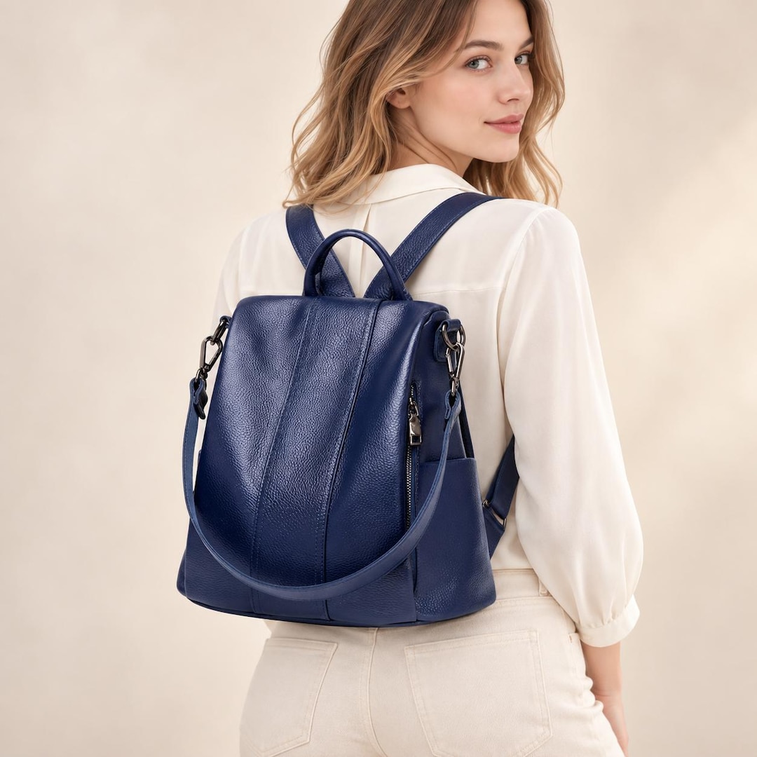 Women’s Genuine Leather Backpack Purse, Anti Theft Top Grain Cowhide ...