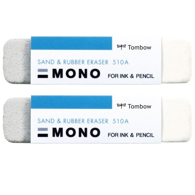Tombow 57302 ES-510A MONO Sand and Rubber Eraser, 2-pack. Erase Pencil ...