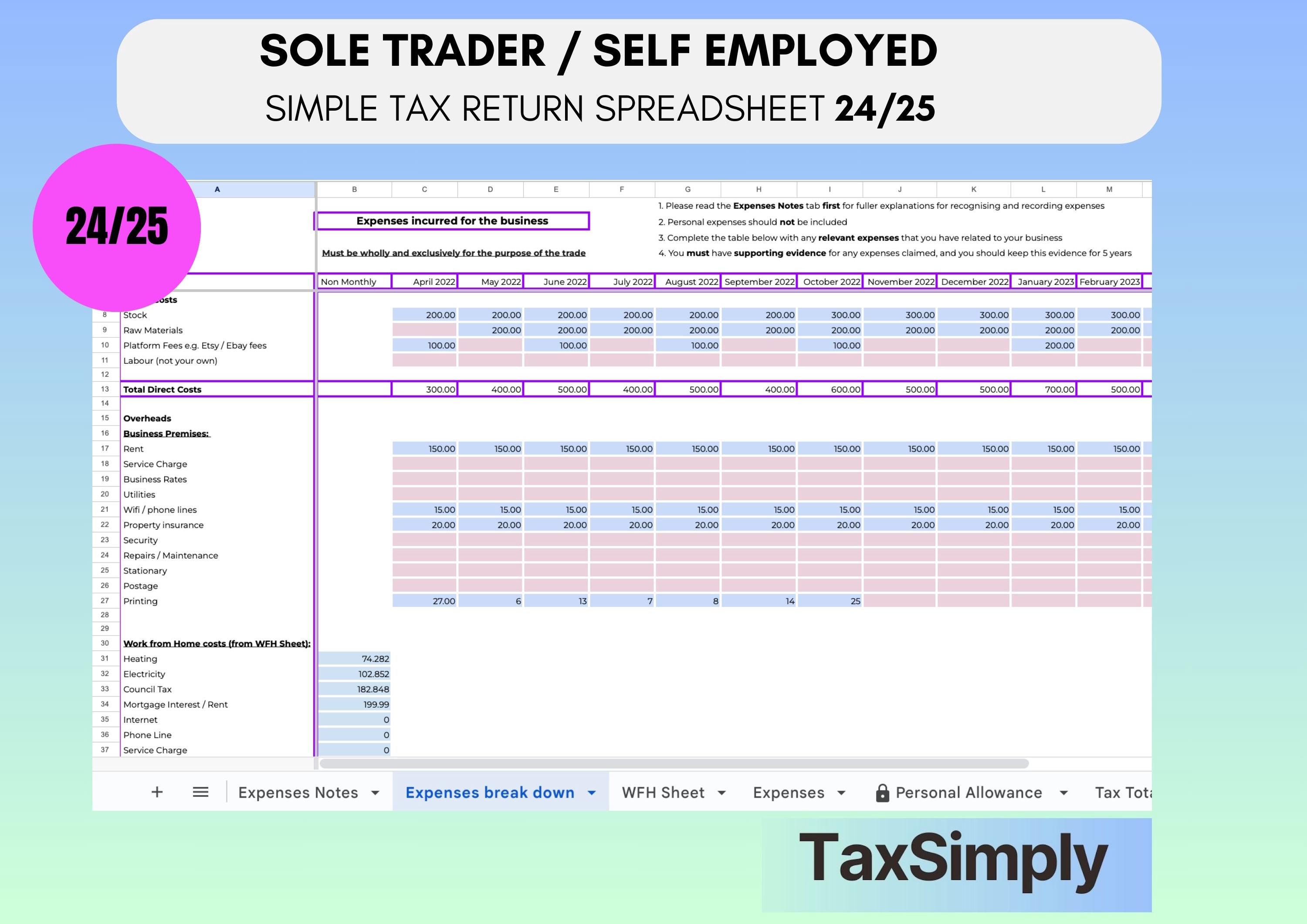 Tax Estimator for UK Self Employed Individuals | HMRC Self Assessment ...