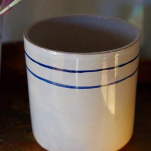 Antique French Blue Striped Stoneware Crock, Farmhouse Antiques, Rustic ...