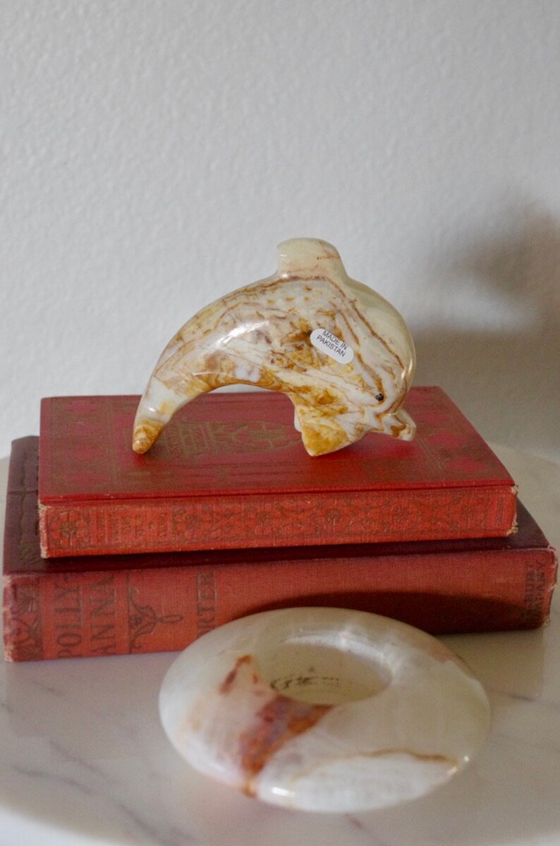 Onyx Dolphin and Votive Candle Holder, Stone Dolphin Figurine, Stone ...