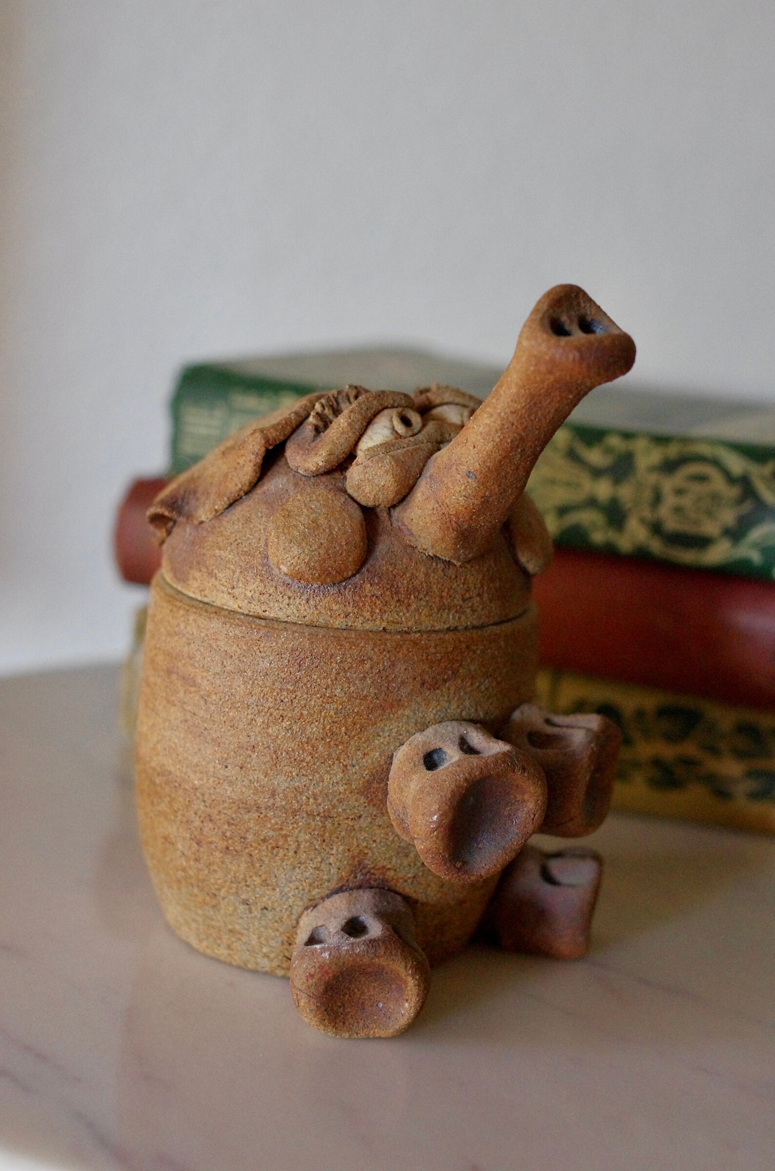 Vintage Pottery Creature Container, Stoneware Monster Piggy Bank, Mid ...