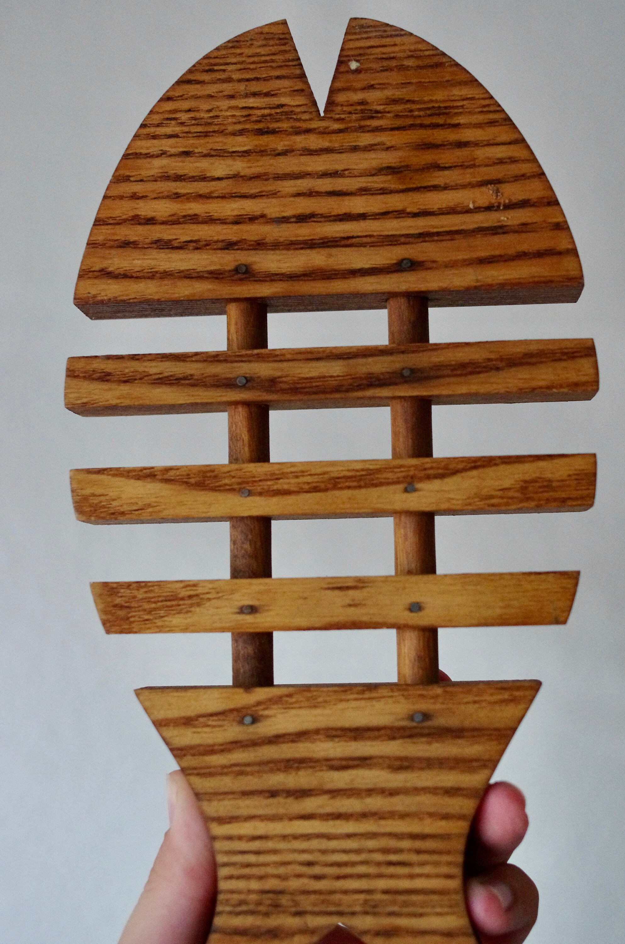 Vintage MCM Wood Fish Pot Holder Mid Century Wooden Fish Bone - Etsy