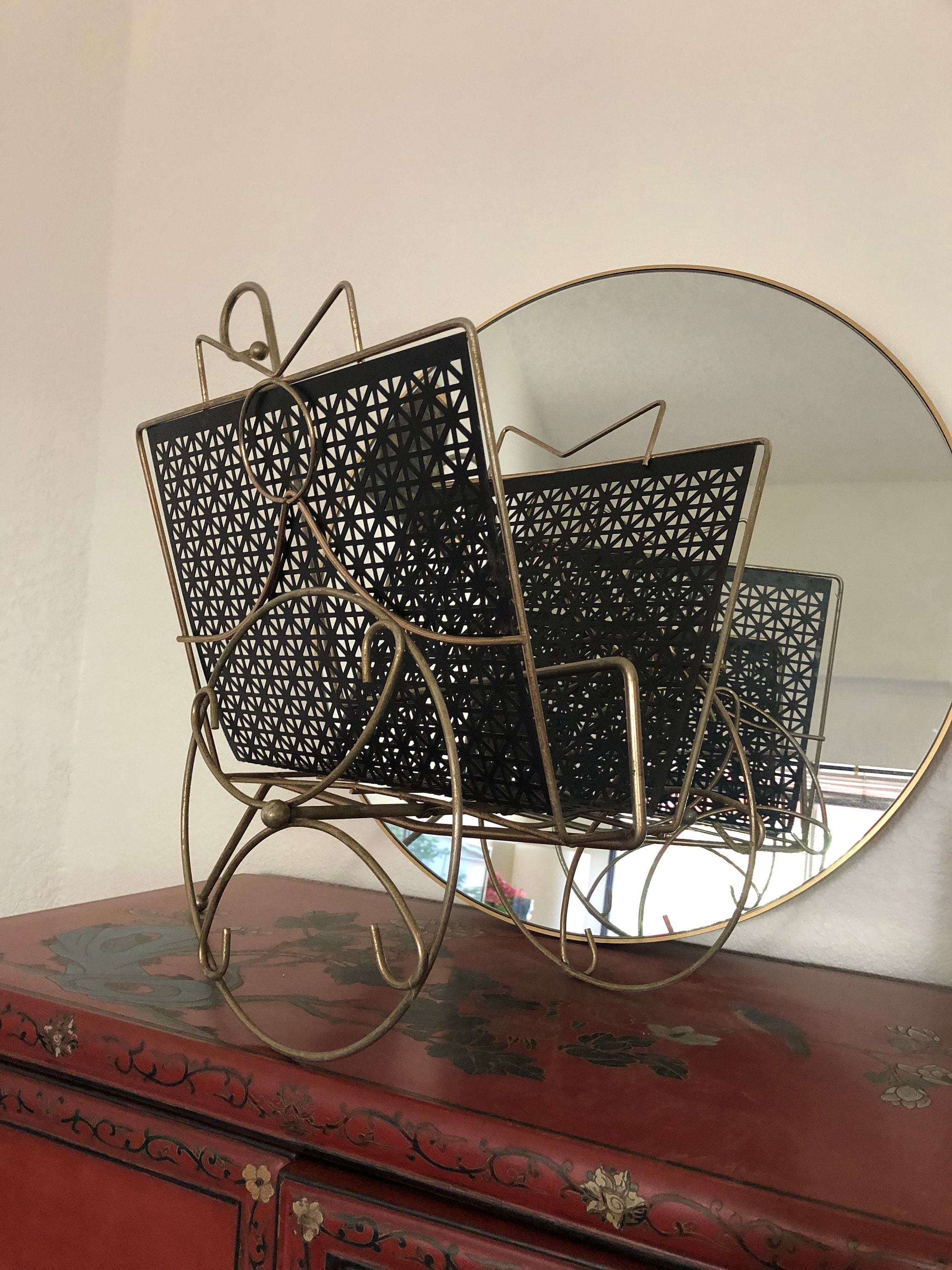 Mid Century Modern Rolling Magazine Rack MCM Magazine Holder - Etsy