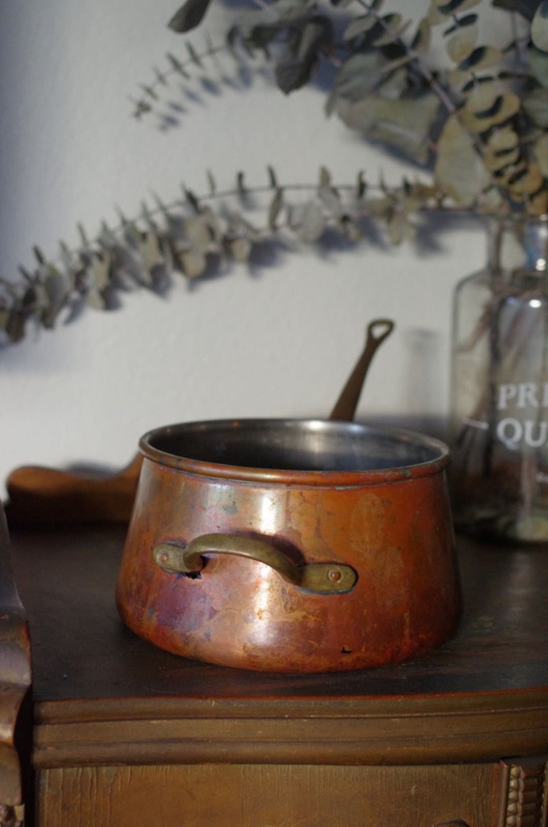 Antique Copper Pot, Vintage Copper Saucepan, Copper Cooking Pot With ...