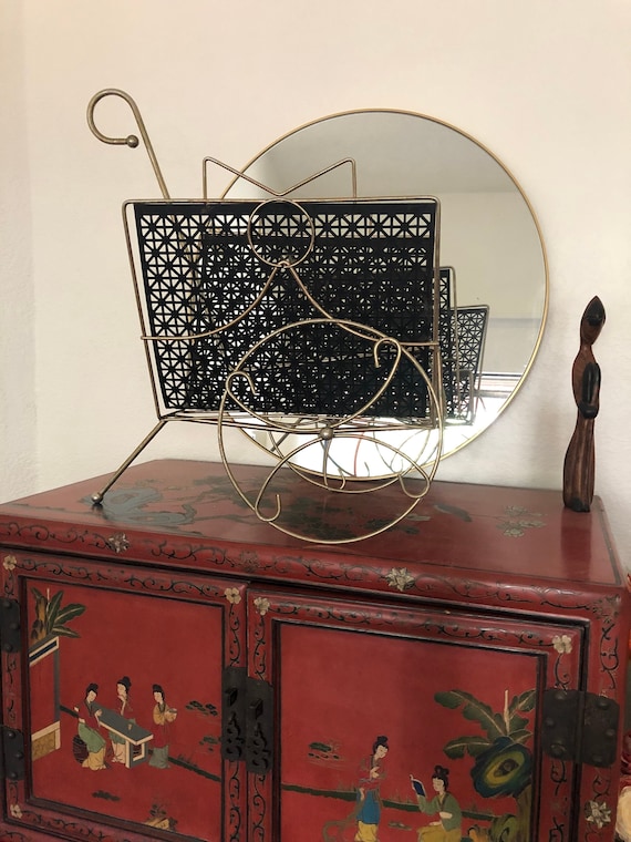 Mid Century Modern Rolling Magazine Rack MCM Magazine Holder | Etsy