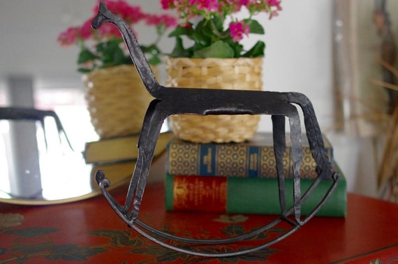 Mid Century Modern Iron Rocking Horse Vintage Metal Horse - Etsy