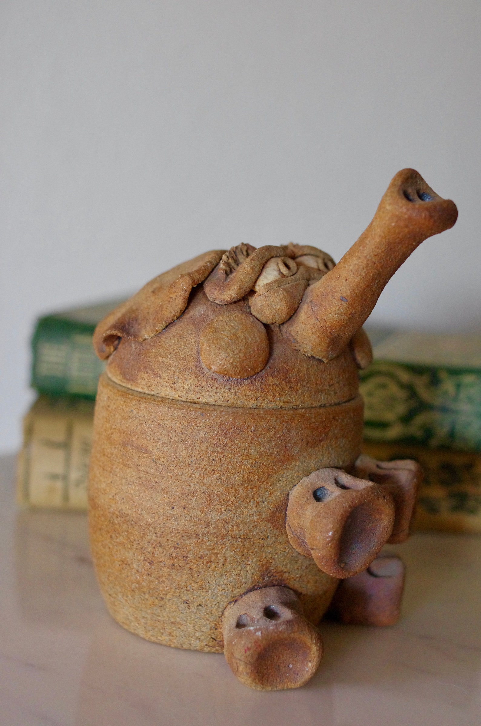 Vintage Pottery Creature Container, Stoneware Monster Piggy Bank, Mid ...
