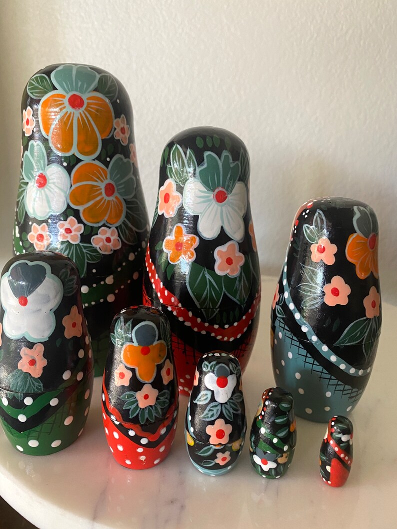 Vintage Nesting Dolls, Wooden Painted Dolls, Vintage Russian Stacking ...