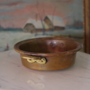 Antique Small Copper Pan With Brass Handles - Etsy