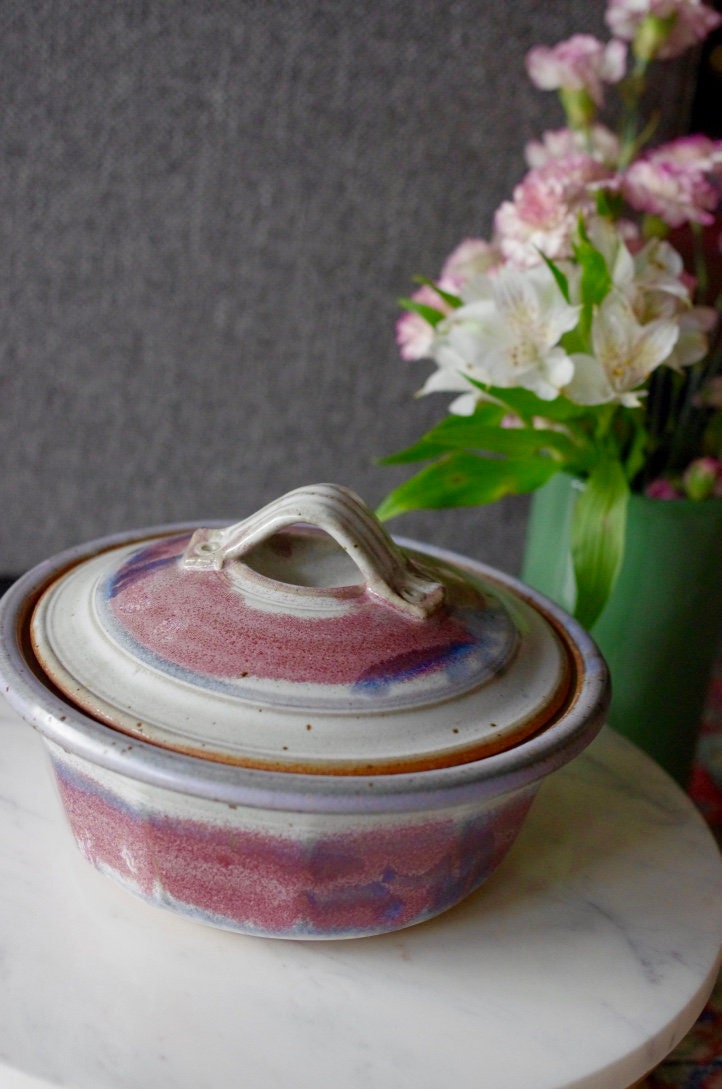 Vintage Studio Pottery Ceramic Purple Pot With Lid Vintage - Etsy