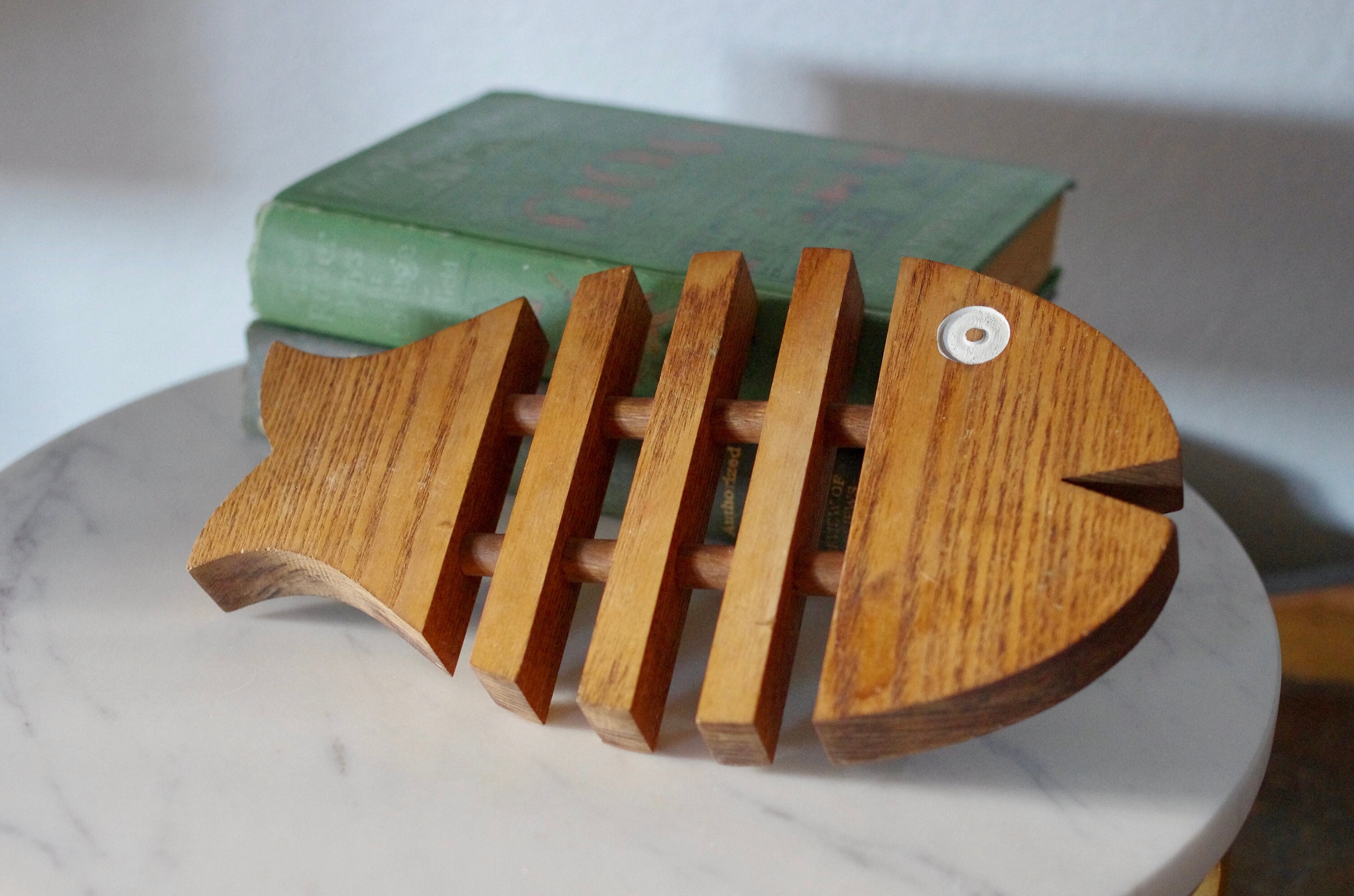 Vintage MCM Wood Fish Pot Holder Mid Century Wooden Fish Bone - Etsy