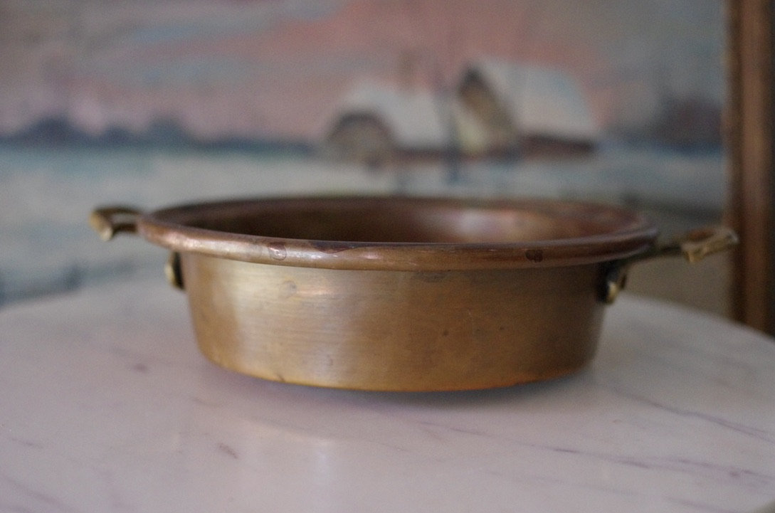 Antique Small Copper Pan With Brass Handles - Etsy