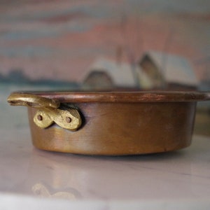 Antique Small Copper Pan With Brass Handles - Etsy