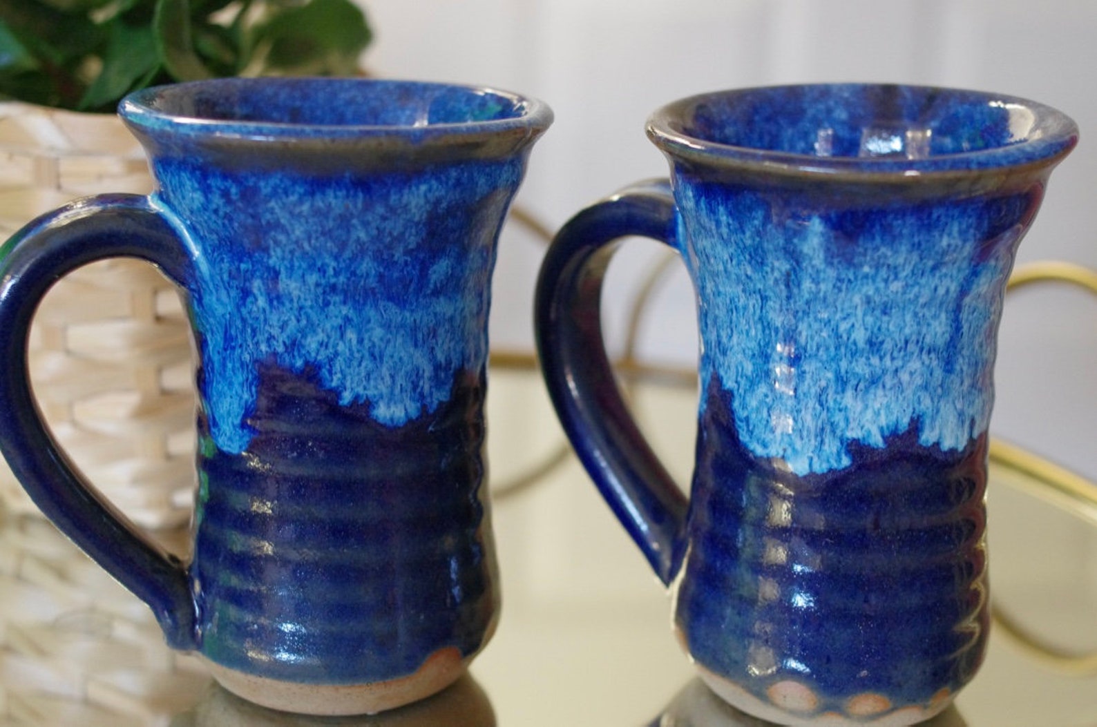 Pair of Vintage Blue Studio Pottery Mugs Coffee Tea Ceramic - Etsy