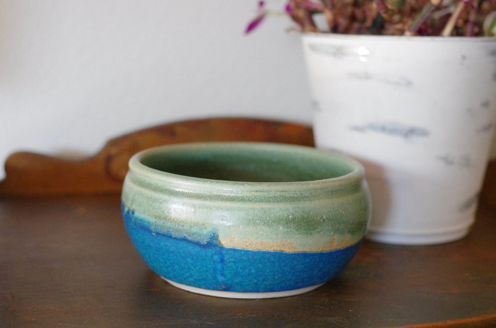Green and Blue Studio Pottery Bowl | Etsy