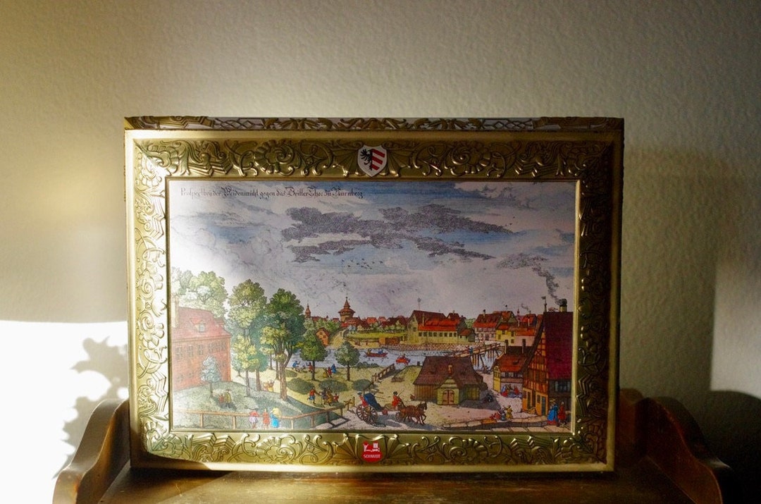 Extra Large Tin Box, Vintage German Tin, E Otto Schmidt Hinged Cookie ...