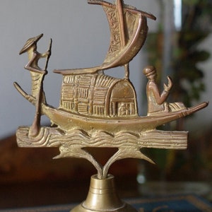 Vintage Brass Asian Boat, Vietnamese Fishing Market Boat, Brass Boat ...