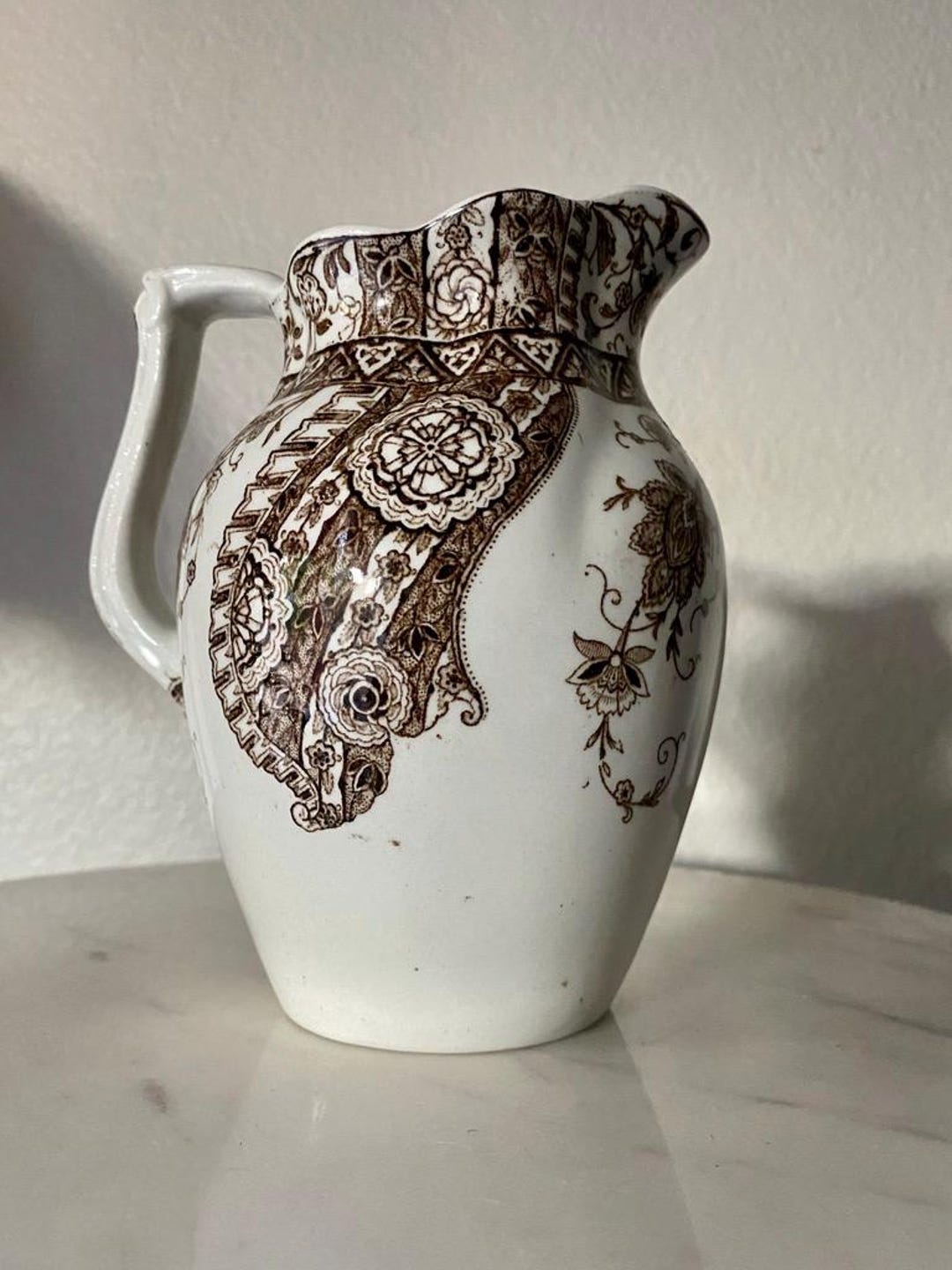 1800's Antique English Furnival's Paisley Brown Transferware Pitcher - Etsy