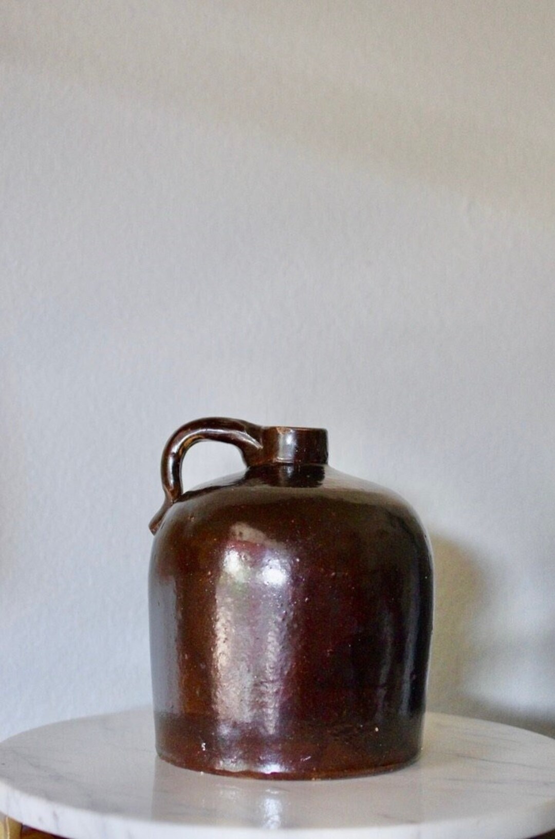 Antique Stoneware Jug, Farmhouse Decor, Crock Jug, Dark Brown Stoneware ...