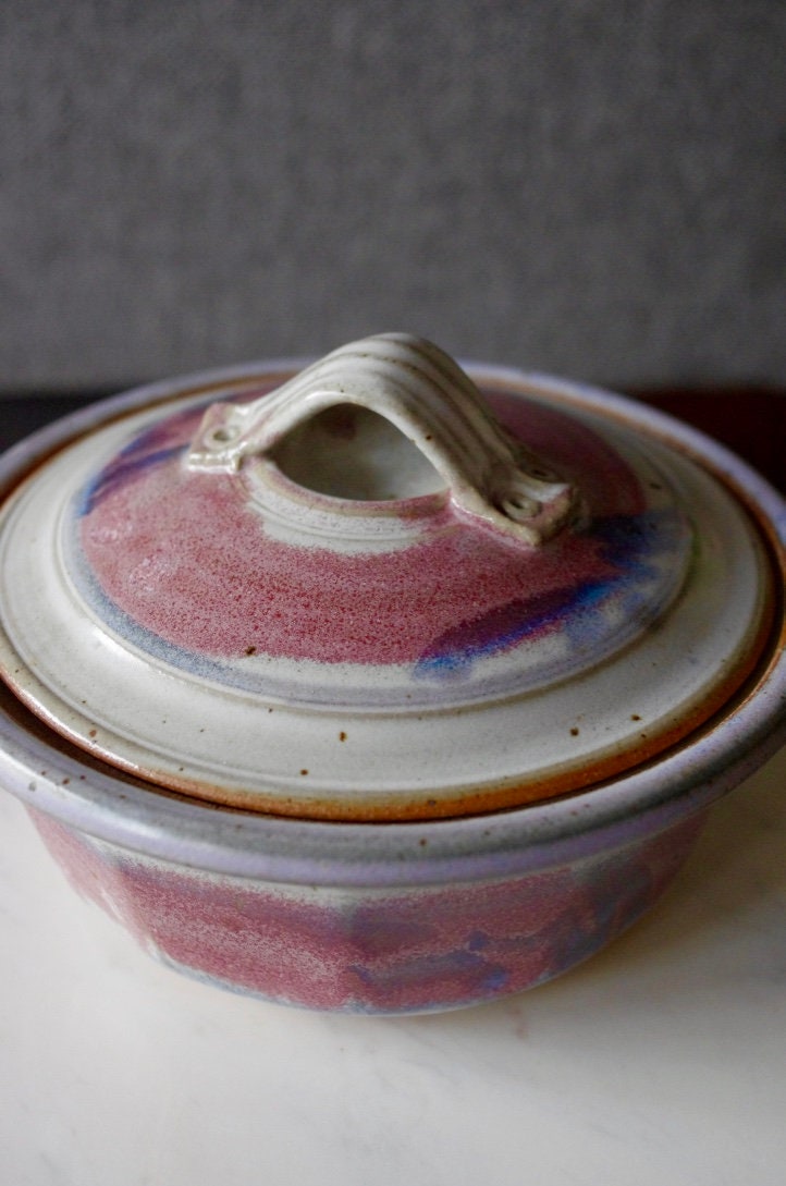 Vintage Studio Pottery Ceramic Purple Pot With Lid Vintage - Etsy