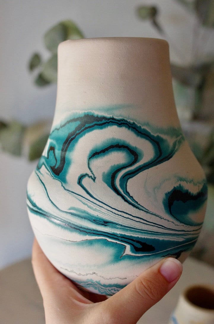 Pair of Nemadji Pottery Marbled Vases Nemadji Swirl Paint - Etsy