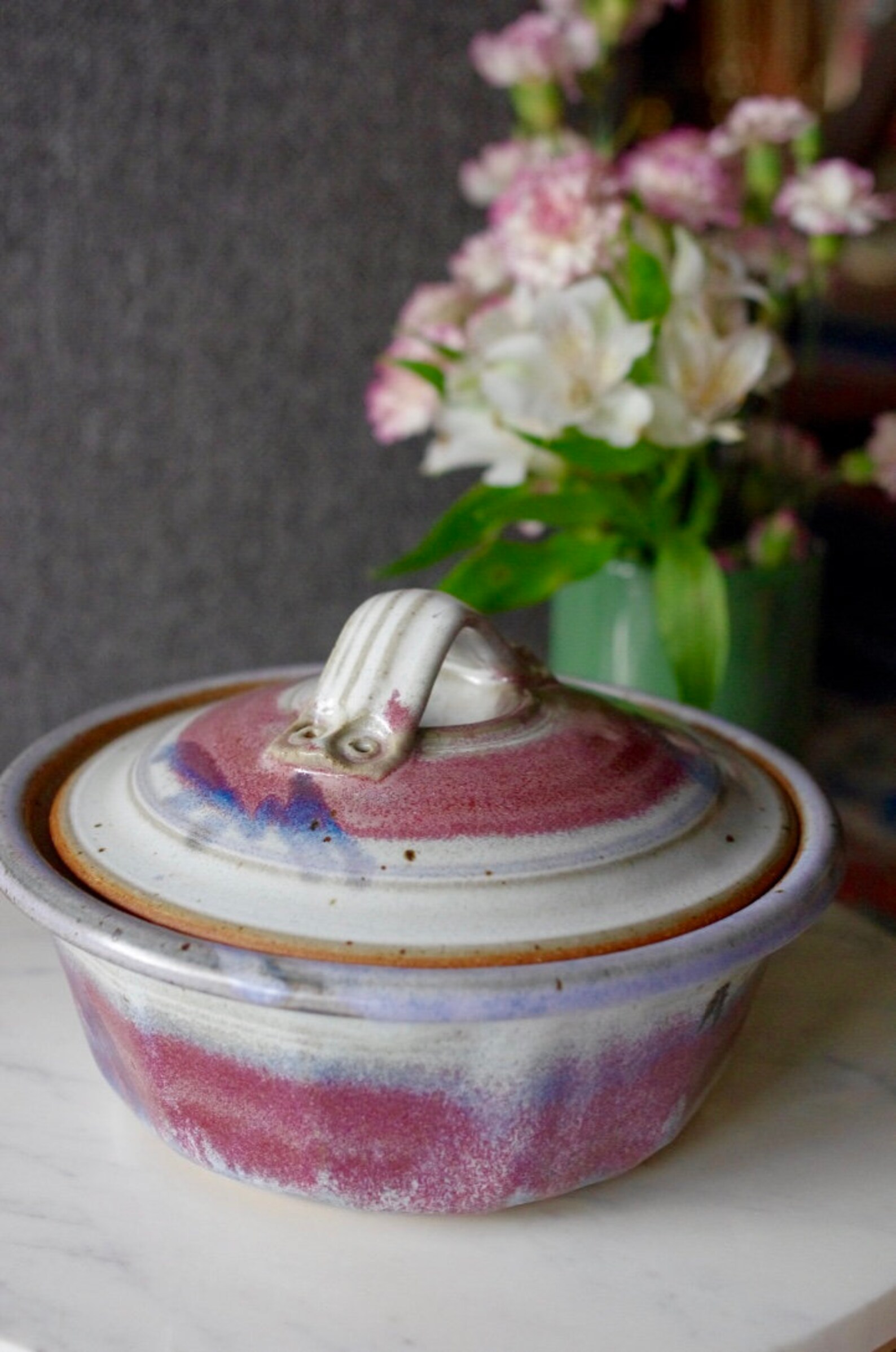 Vintage Studio Pottery Ceramic Purple Pot With Lid Vintage - Etsy