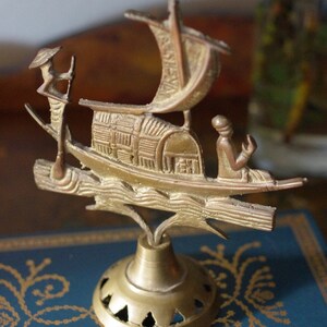 Vintage Brass Asian Boat, Vietnamese Fishing Market Boat, Brass Boat ...