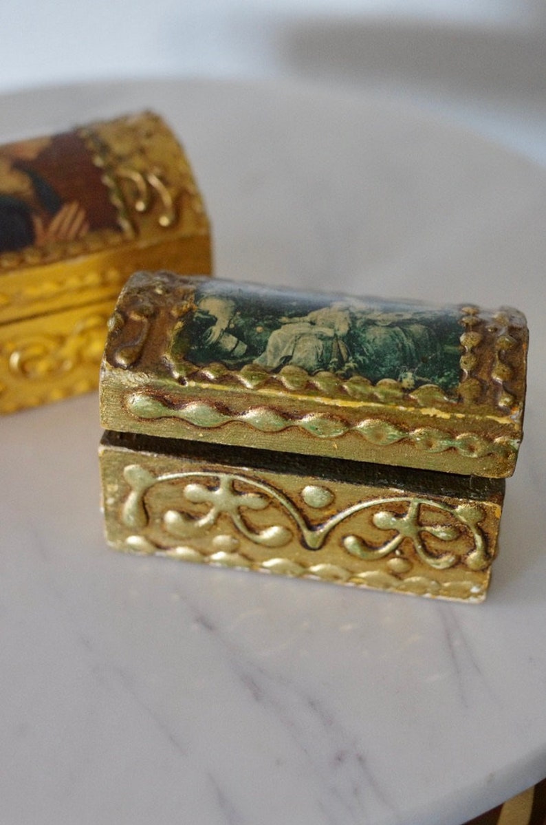 Vintage Italian Florentine Gold Box Pair, Gold Gilt Trinket Box, Small ...