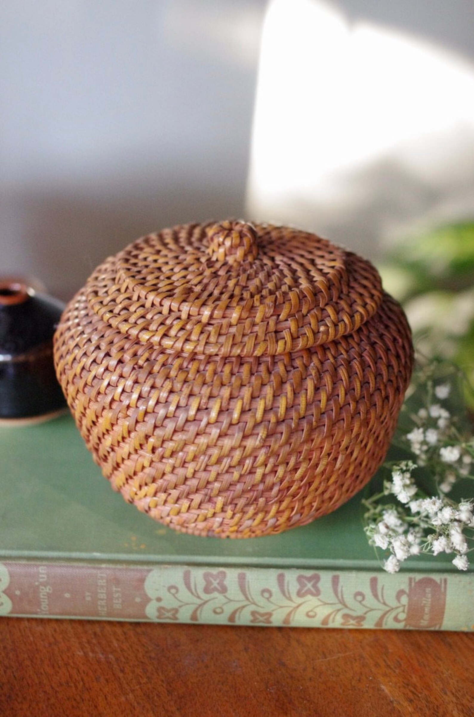 Small Vintage Spice Basket Lidded Basket Asian Spice Basket - Etsy