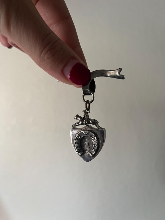 Antique Silver Good Luck Locket Brooch, Equestrian Pe… - Gem