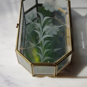 Vintage Etched Glass and Brass Jewelry Box, Vintage Jewelry Container ...