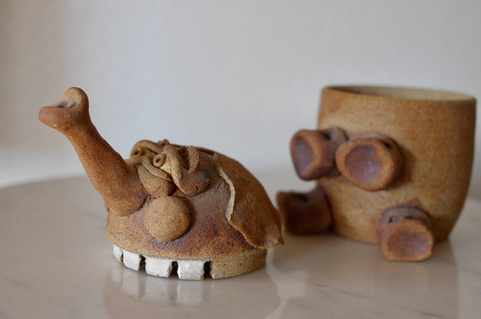 Vintage Pottery Creature Container Stoneware Monster Piggy - Etsy