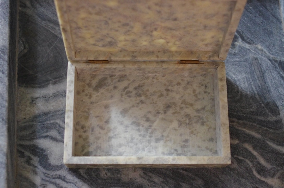 Vintage Hand Carved Marble Jewelry Box White Stone Trinket - Etsy