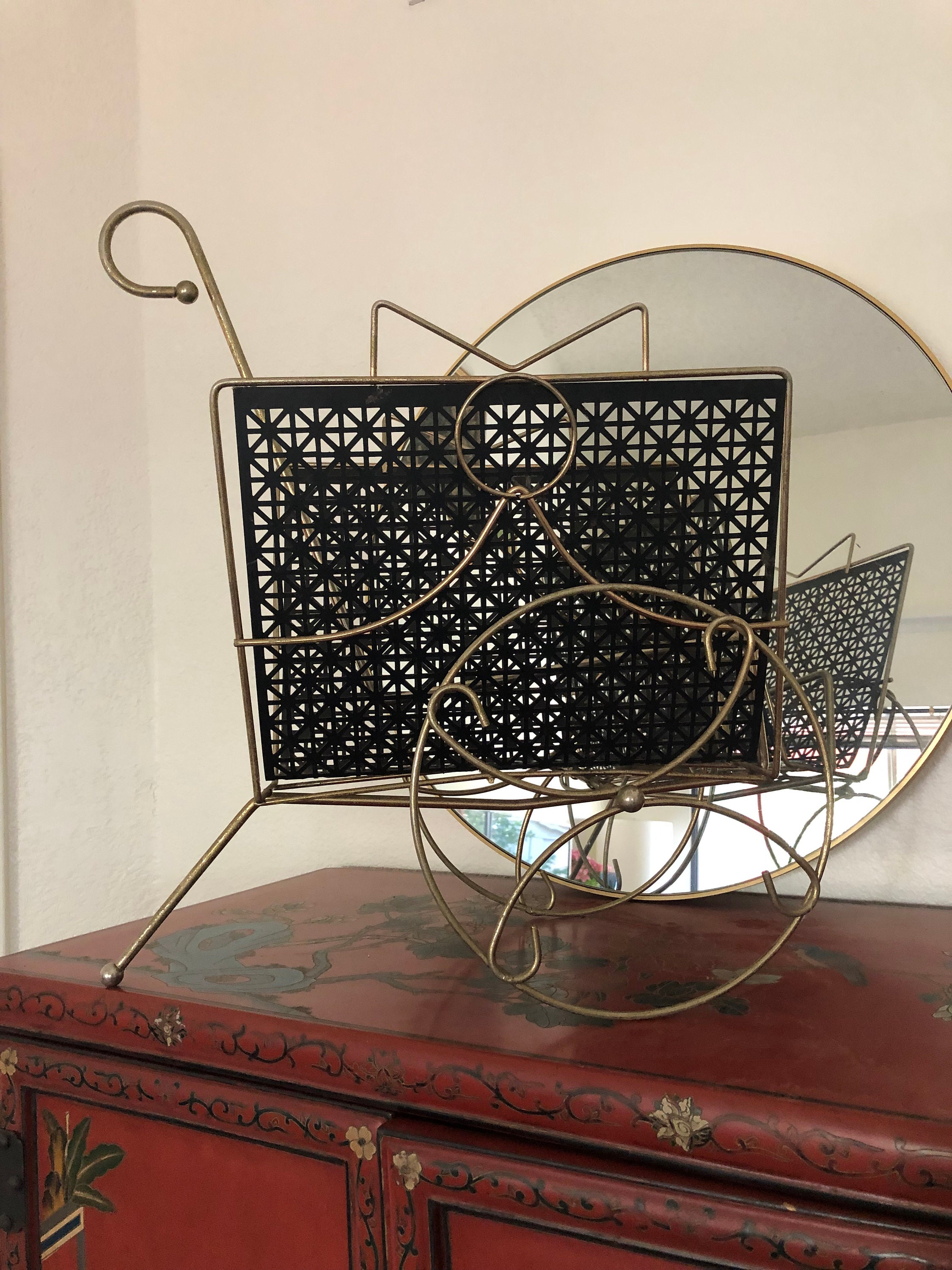 Mid Century Modern Rolling Magazine Rack MCM Magazine Holder - Etsy