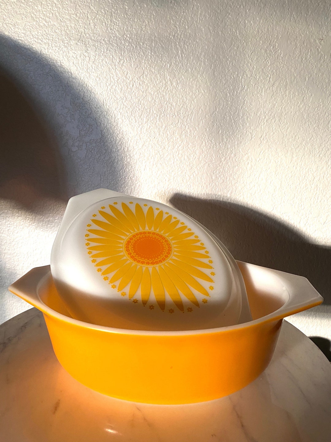 Vintage Sunflower Orange Pyrex Casserole Dish With Lid - Etsy