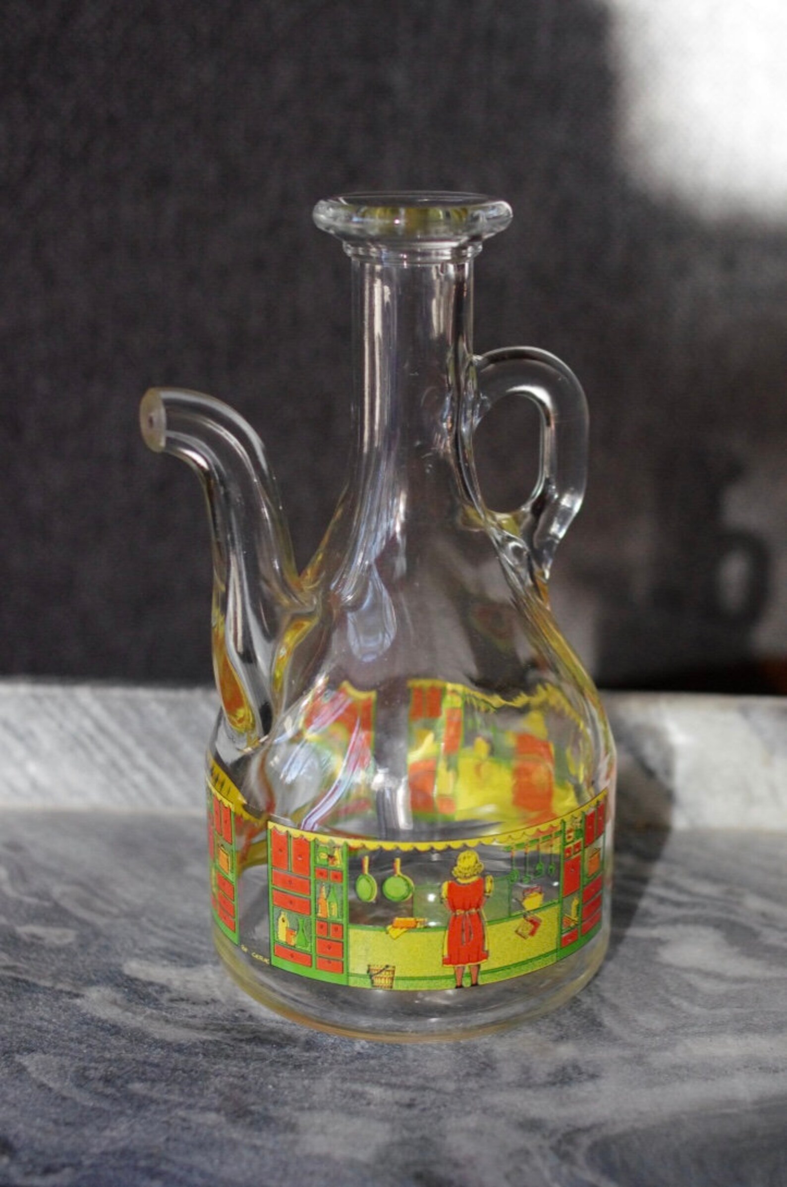 Vintage Cerve Italian Glass Cruet, Oil Vinegar Pitcher, Retro Glassware ...