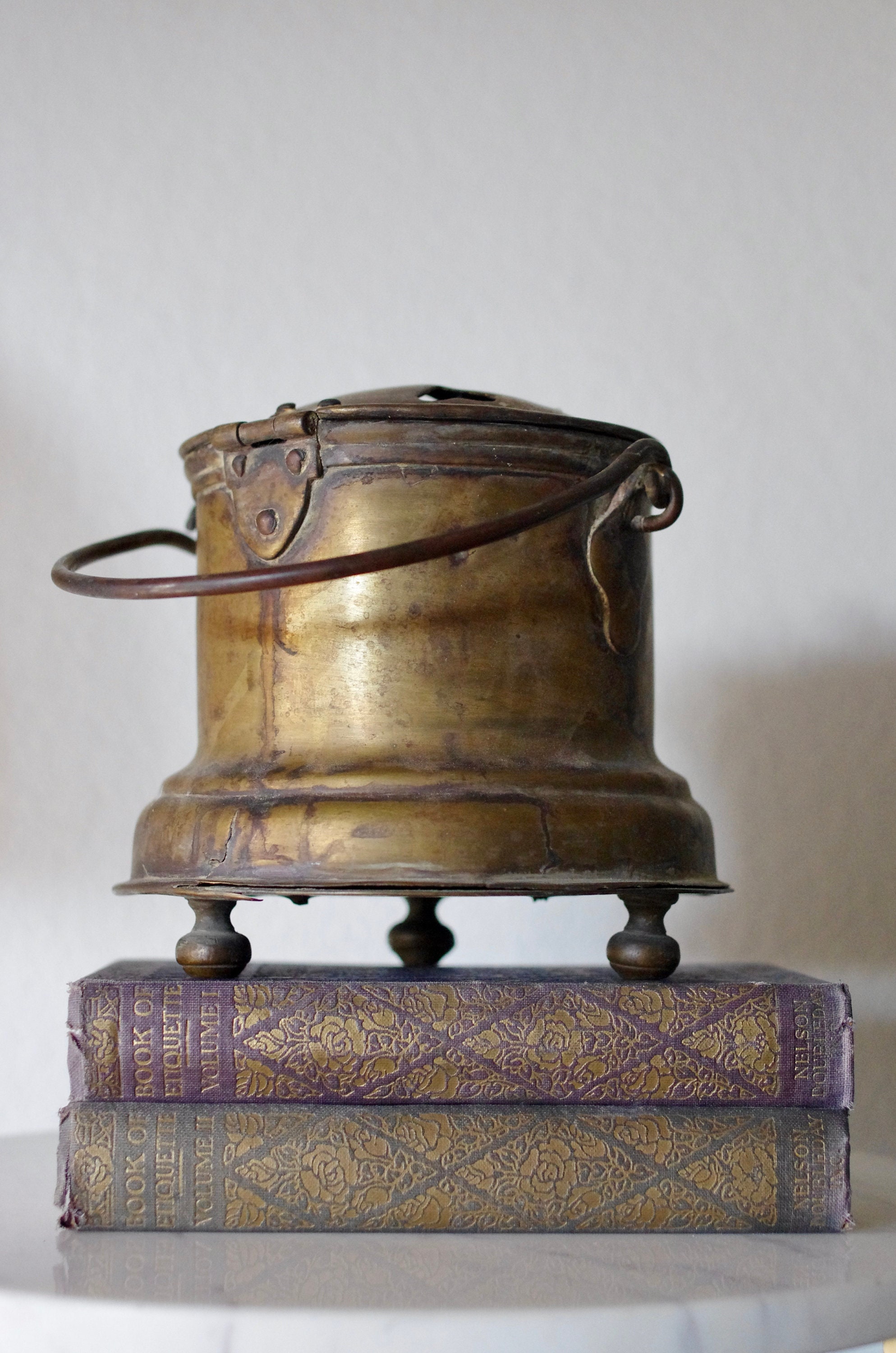 Antique Brass Cauldron Pot Vintage Lidded Brass Hearth Pot - Etsy
