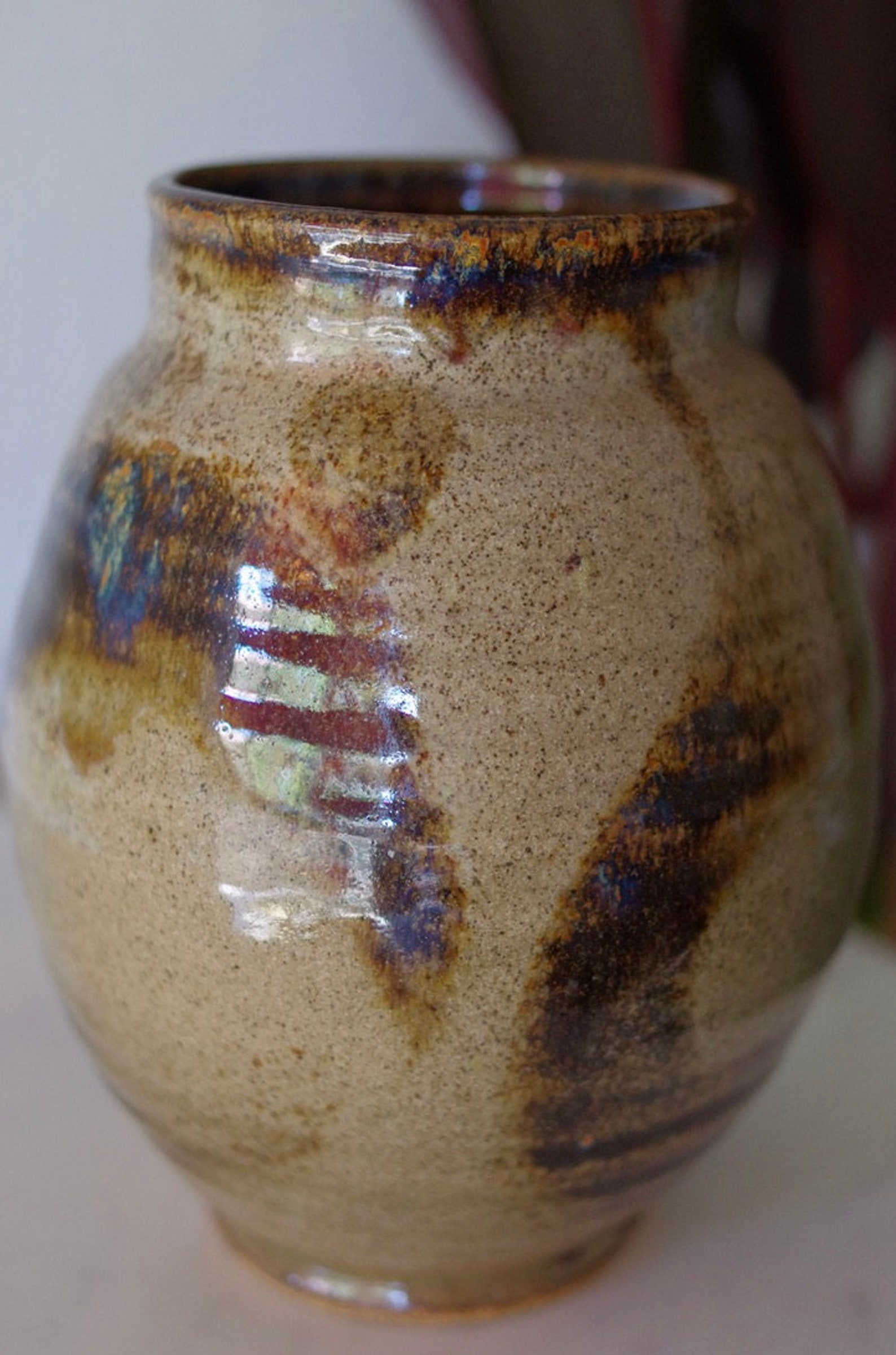 Vintage Studio Pottery Glazed Vase Brown and Maroon Pottery - Etsy
