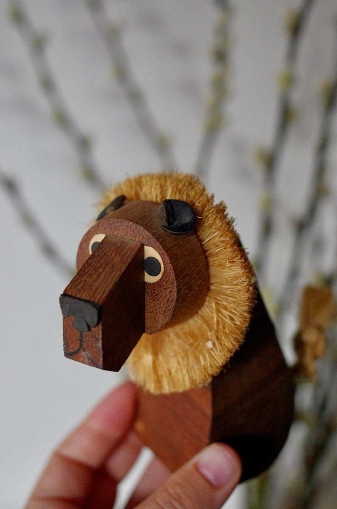 Small Wooden Lion, Carved Wood Lion Figurine - Etsy