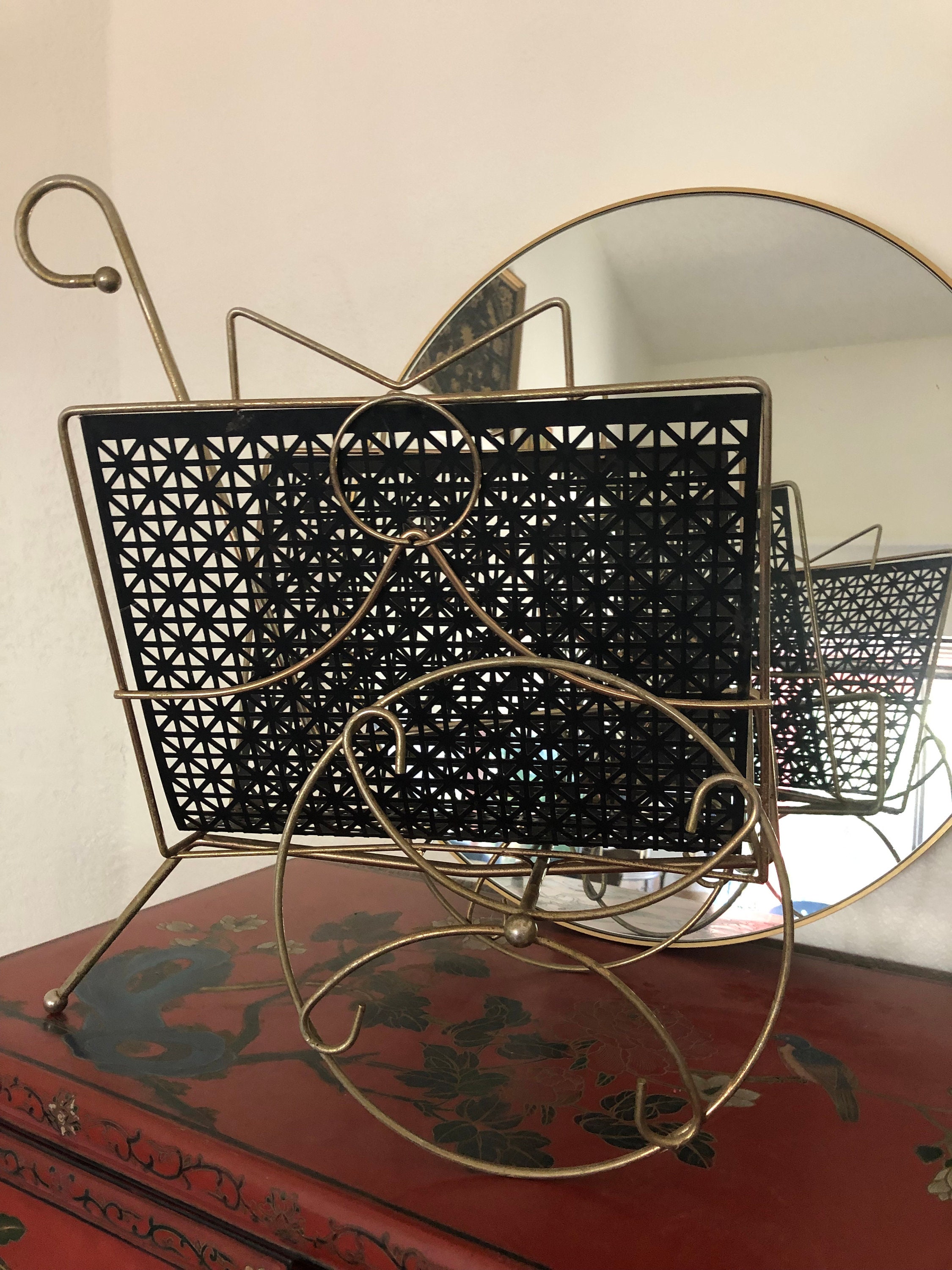 Mid Century Modern Rolling Magazine Rack MCM Magazine Holder - Etsy