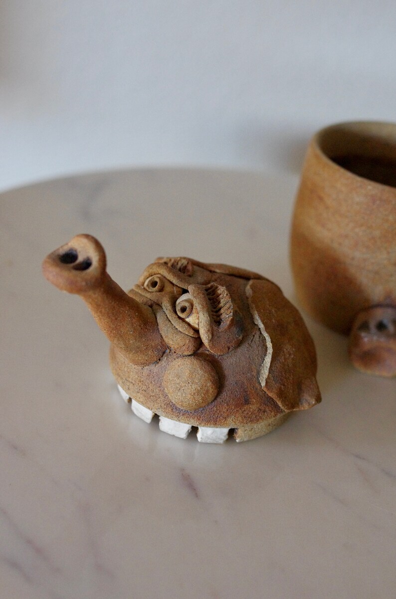 Vintage Pottery Creature Container Stoneware Monster Piggy - Etsy