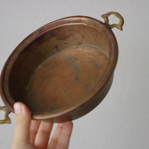 Antique Small Copper Pan With Brass Handles - Etsy