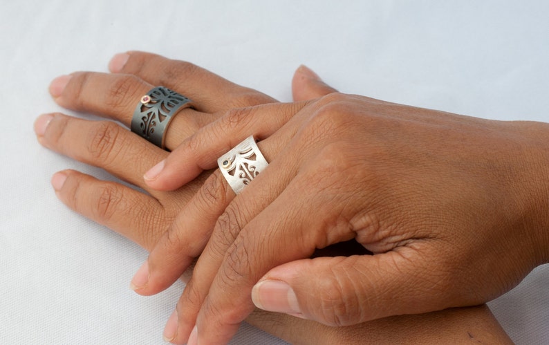 Tribal Unisex Ring - Lucky Sterling Silver Ring - Sapphire Ring ...