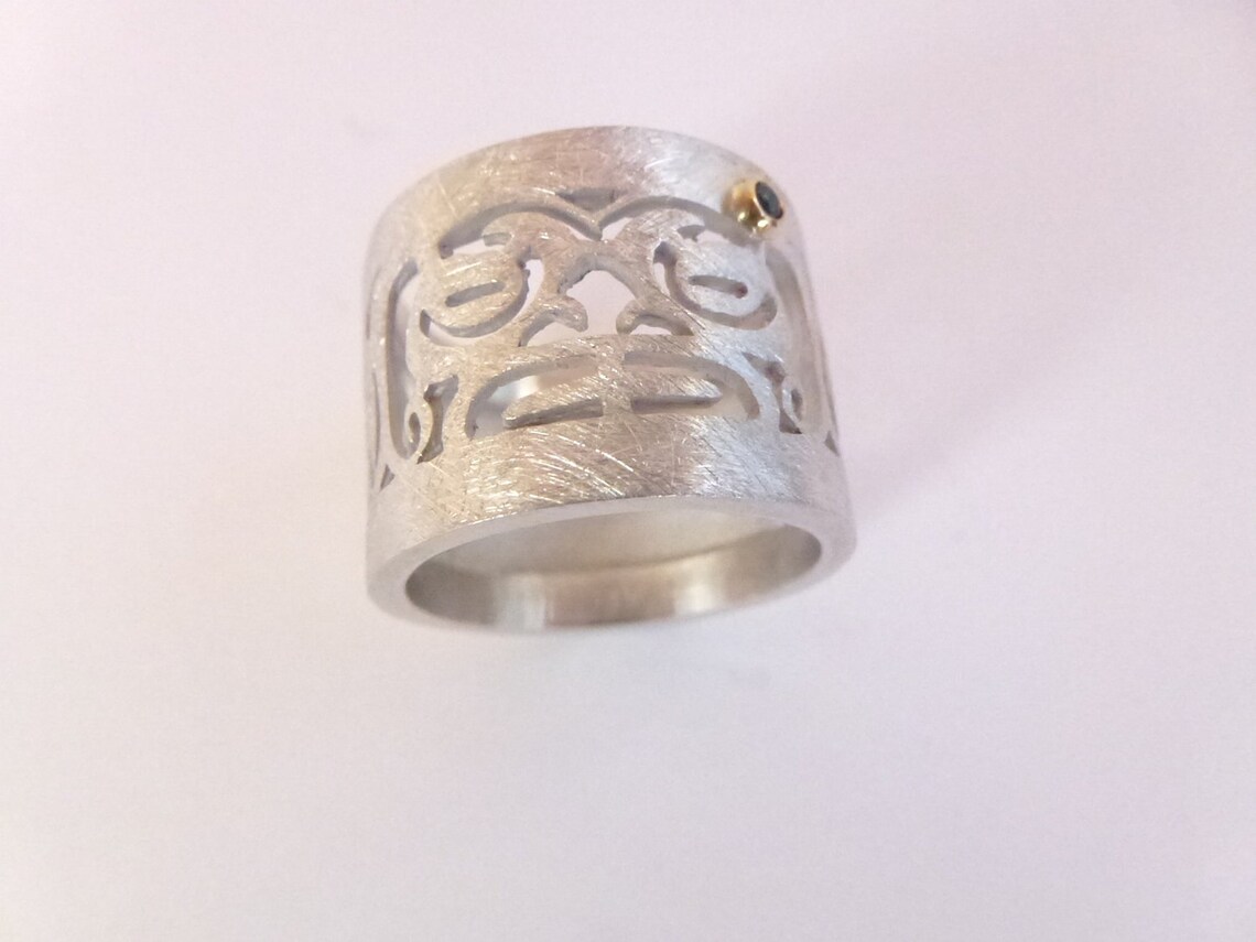 Wide Modern Tribal Ring Amulet Silver Ring Unisex Lucky - Etsy