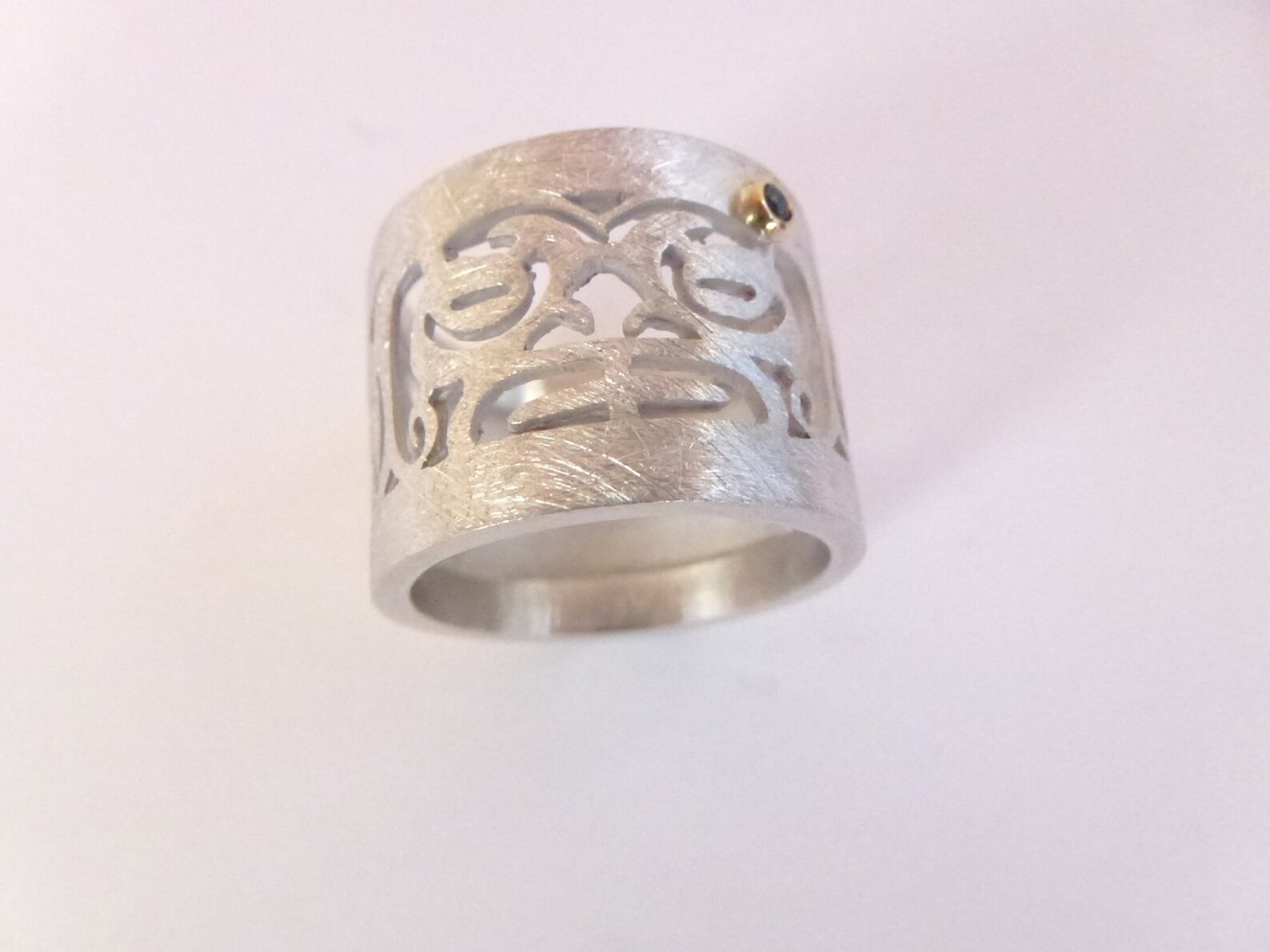 Wide Modern Tribal Ring - Amulet Silver Ring - Unisex Lucky Ring ...